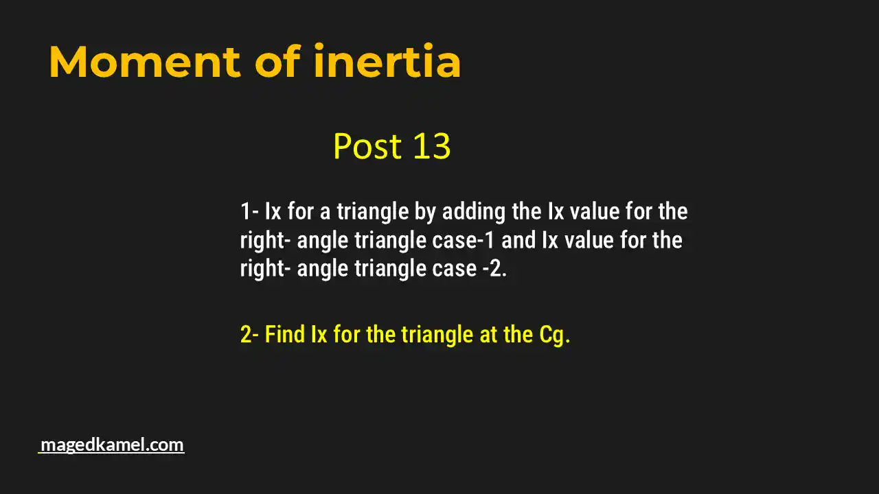 13- Easy approach to Moment of inertia Ix-for a triangle.